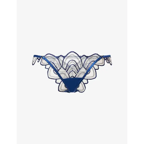 Bluebella Soraya Embroidered Lace Briefs - Nvy Peony/ Deep Dive Blu