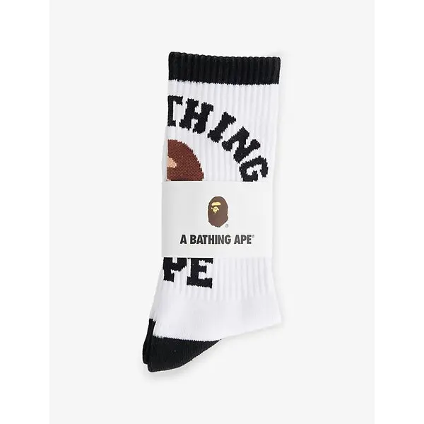 A BATHING APE B-college Cotton-blend Crew Socks - White