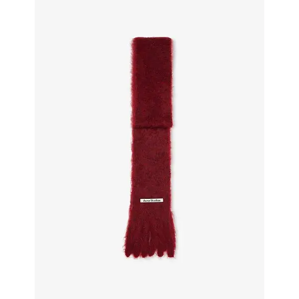 Acne Studios Skinny Fringe Wool Scarf - Burgundy