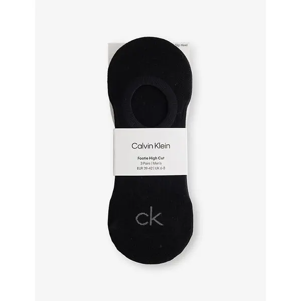 Calvin Klein High-cut Stretch-cotton No-show Socks - Black
