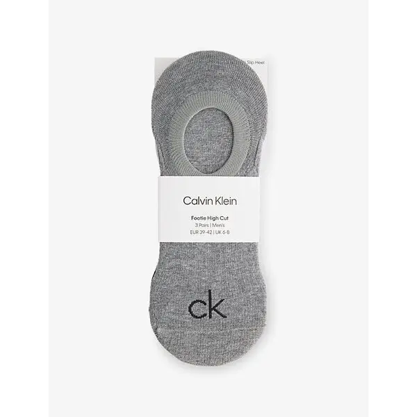 Calvin Klein High-cut Stretch-cotton No-show Socks - Grey Melange