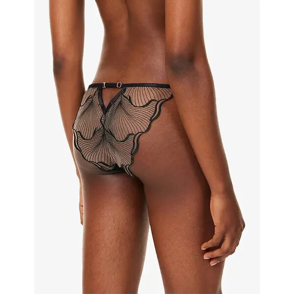 Bluebella Marabel Embroidered Lace Briefs - Black/sheer