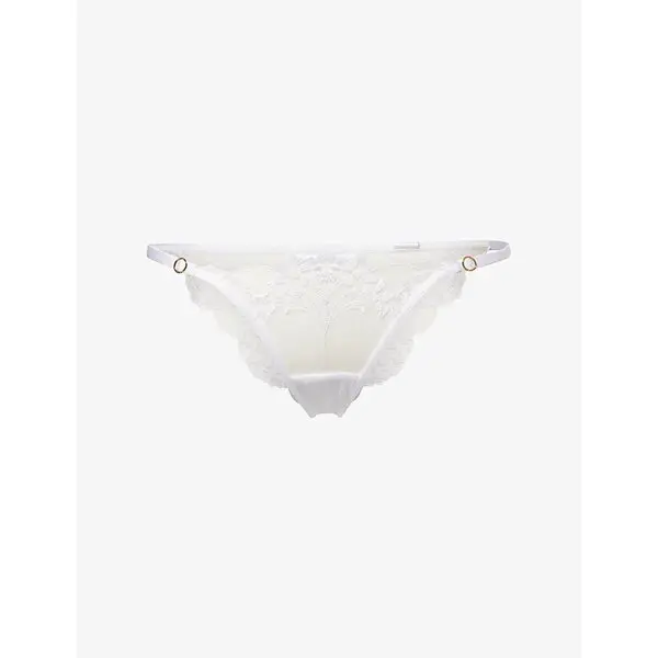 Bluebella Marisa Embroidered Mesh Briefs - White/sheer