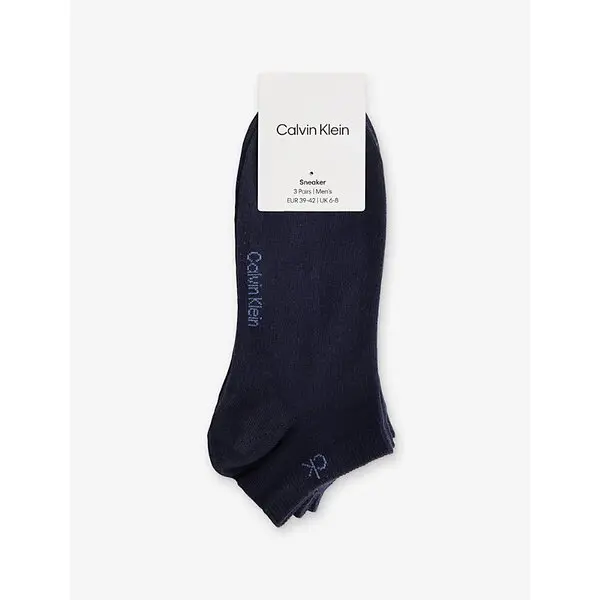 Calvin Klein Logo Stretch-cotton Trainer Socks Pack - White