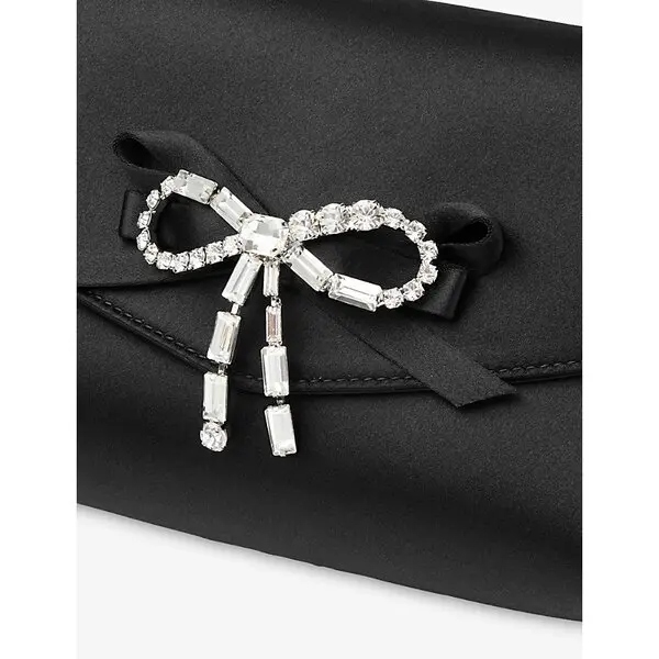 JIMMY CHOO Satin Clutch Bag With Bow Detail - Black/silver