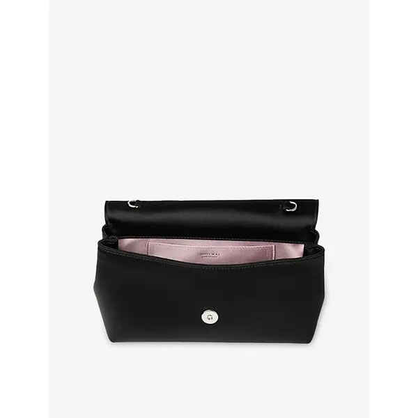 JIMMY CHOO Satin Clutch Bag With Bow Detail - Black/silver