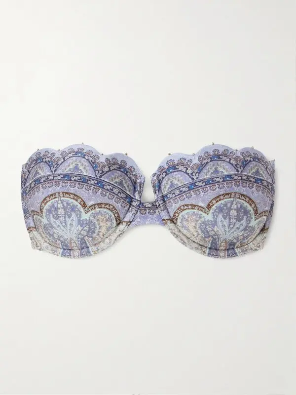 Zimmermann Wanderlust Strapless Paisley-print Bikini Top - Blue