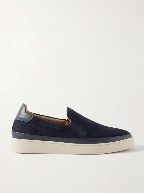 Mulo Leather-trimmed Suede Slip-on Sneakers