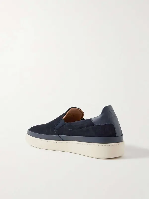 Mulo Leather-trimmed Suede Slip-on Sneakers