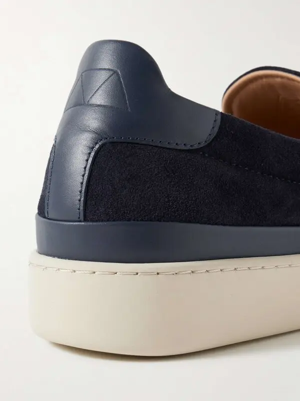 Mulo Leather-trimmed Suede Slip-on Sneakers