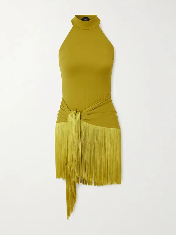 TALLER MARMO Artemis Fringed Swimsuit And Pareo Set - Yellow