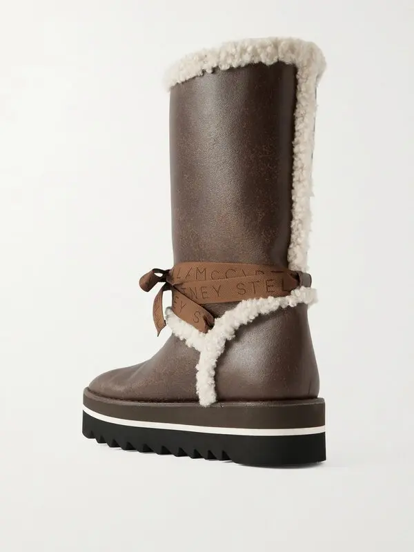 Stella McCartney Sneak-elyse Fleece-trimmed Boots - Brown