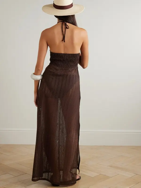 Melissa Odabash Harriet Embellished Crochet Halterneck Maxi Dress - Brown -  30% Off | Editorialist