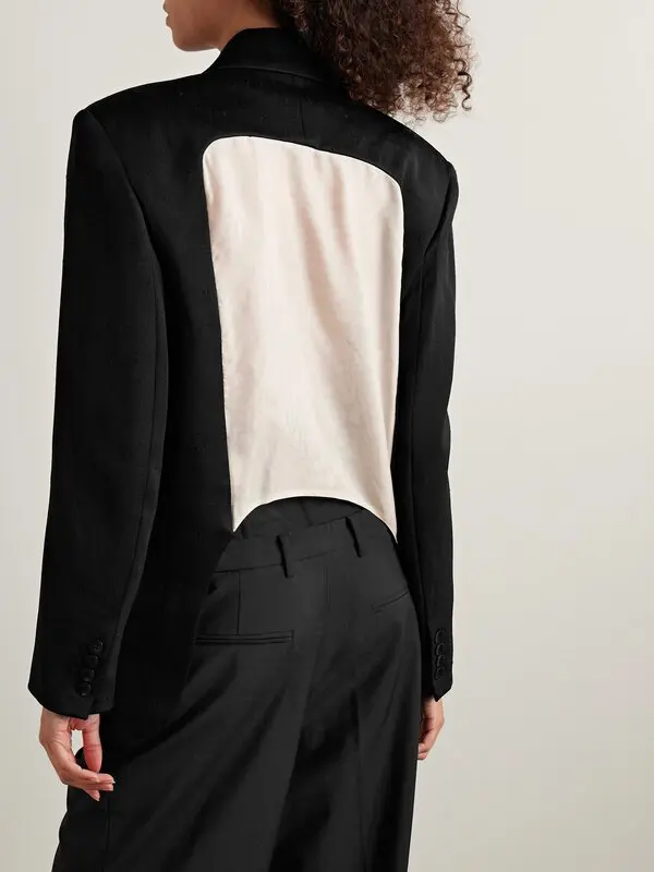 Tibi Double-breasted Wool-blend Twill And Silk-organza Blazer