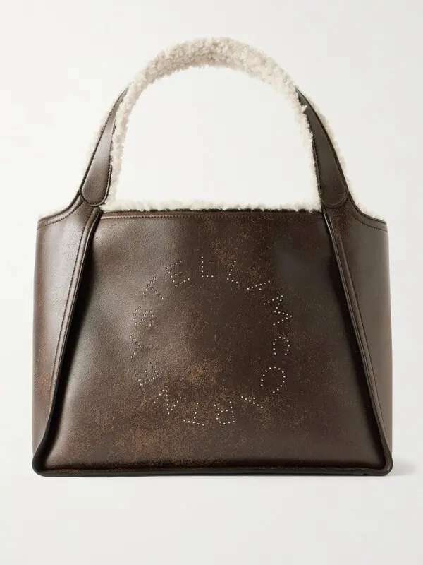 Stella McCartney Embroidered Fleece-trimmed Tote