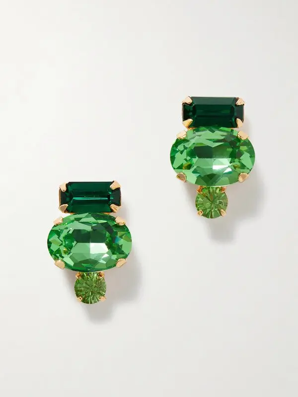 JENNIFER BEHR Cleo Gold-plated Crystal Earrings - Green