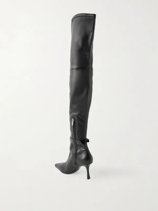 JIMMY CHOO Camie 85 Belted Leather Over-the-knee Boots - Black