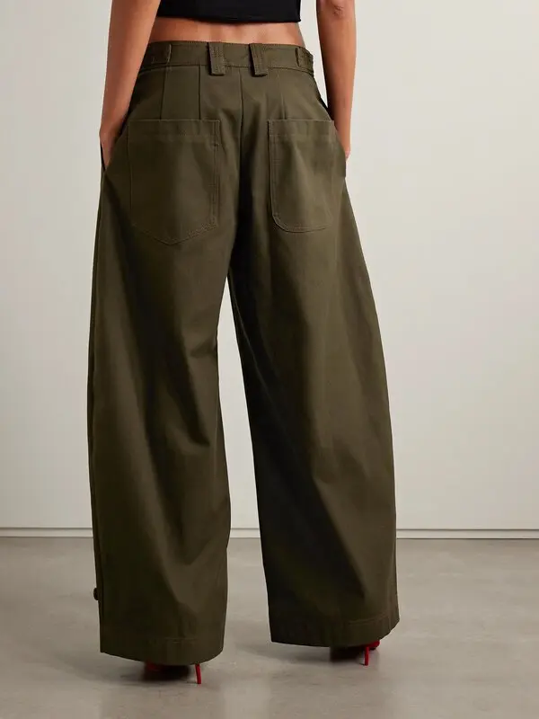 Christopher John Rogers Cotton-twill Wide-leg Pants - Brown