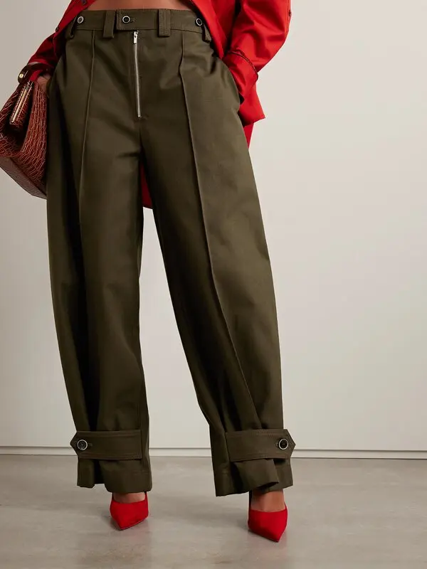 Christopher John Rogers Cotton-twill Wide-leg Pants - Brown