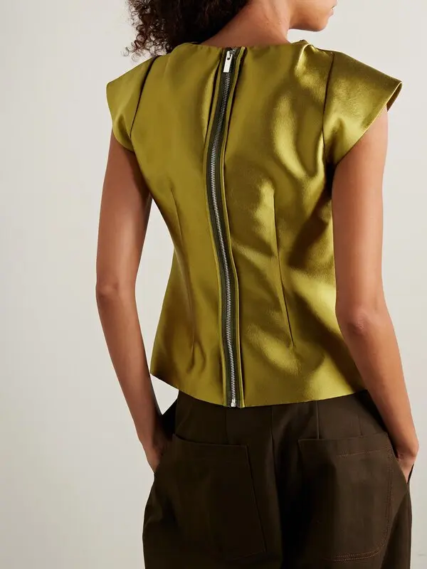 Christopher John Rogers Peel Draped Silk And Wool-blend Satin Top