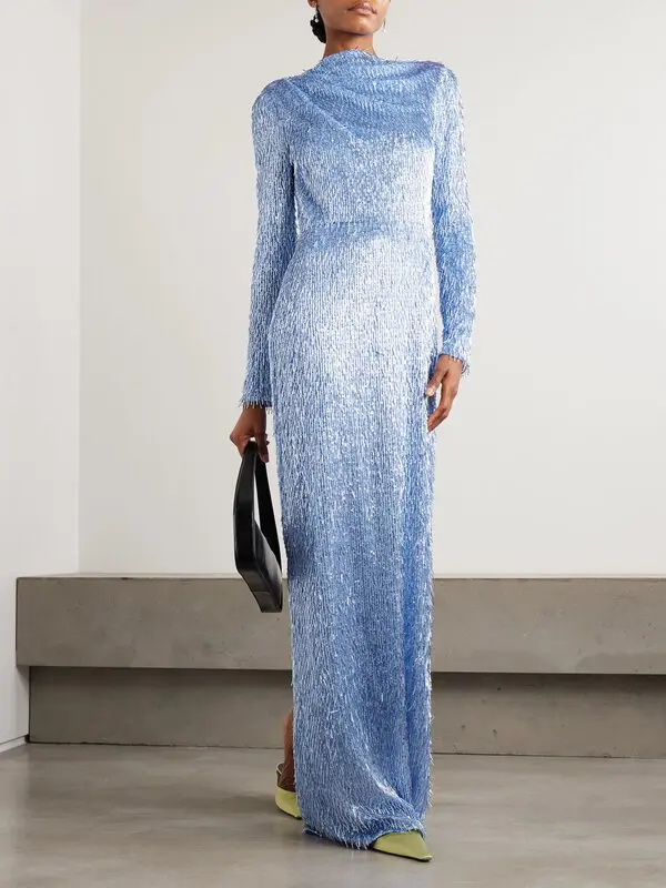 Erdem Embellished Draped Tulle Gown