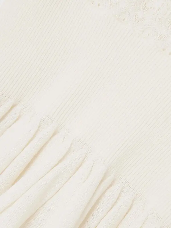 Chloé Pointelle-knit Wool-blend Peplum Sweater