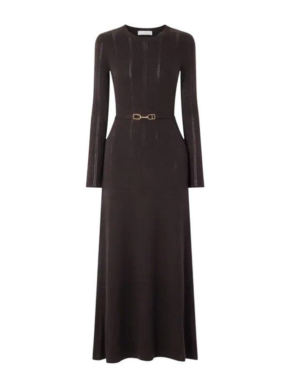 Gabriela Hearst Imagene Belted Wool Midi Dress - Brown