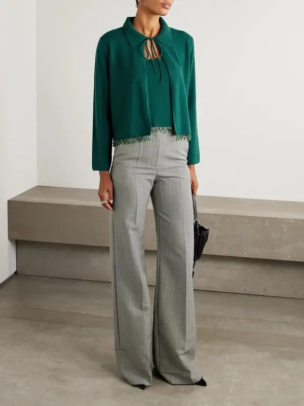 BODE Fringed Bead-embellished Wool And Cashmere-blend Tank - Green