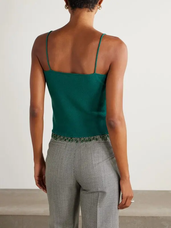 BODE Fringed Bead-embellished Wool And Cashmere-blend Tank - Green