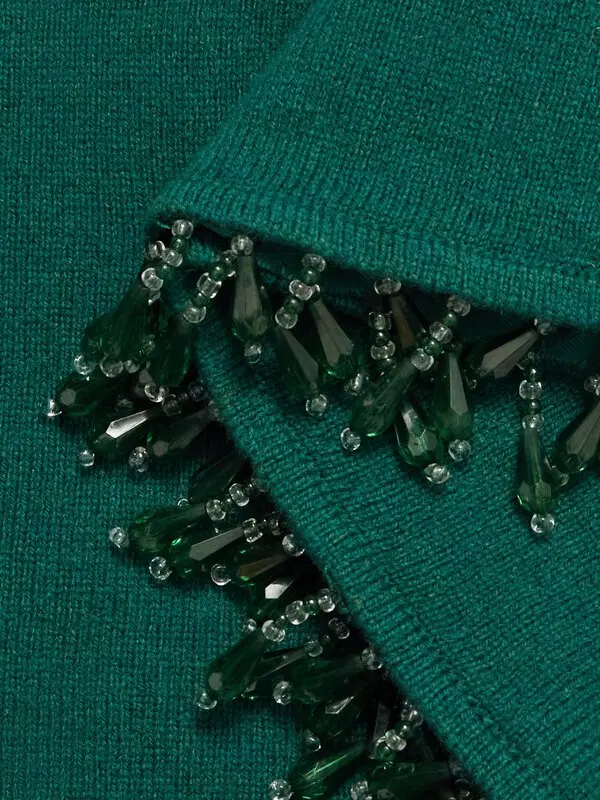 BODE Fringed Bead-embellished Wool And Cashmere-blend Tank - Green