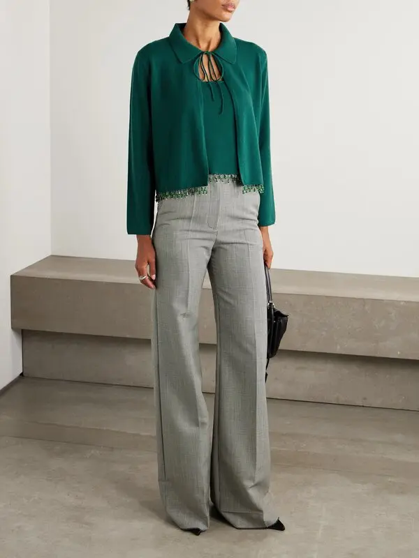 BODE Embellished Wool And Cashmere-blend Cardigan - Green