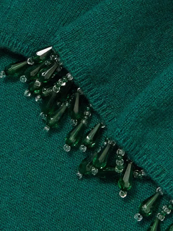 BODE Embellished Wool And Cashmere-blend Cardigan - Green