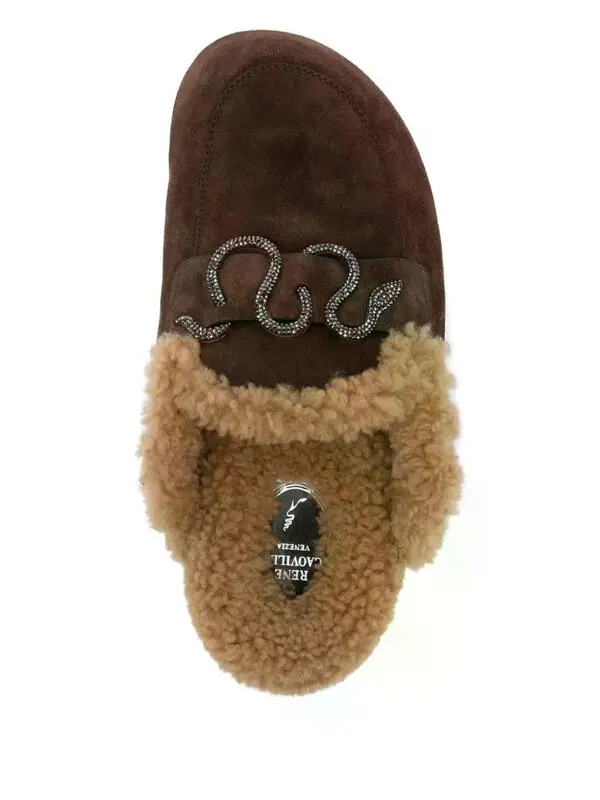 Rene Caovilla Crystal-embellished Mules - Brown