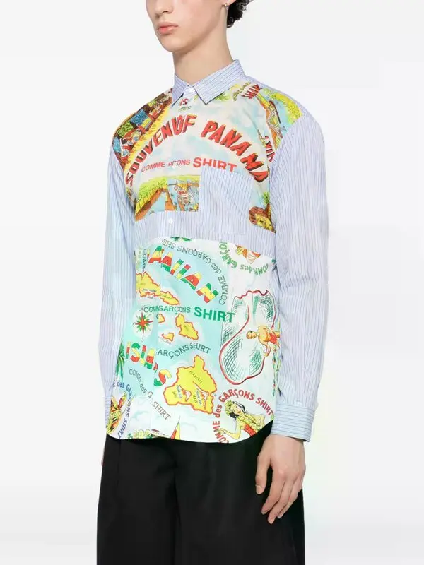 Comme Des Garçons Colour-block Striped Shirt