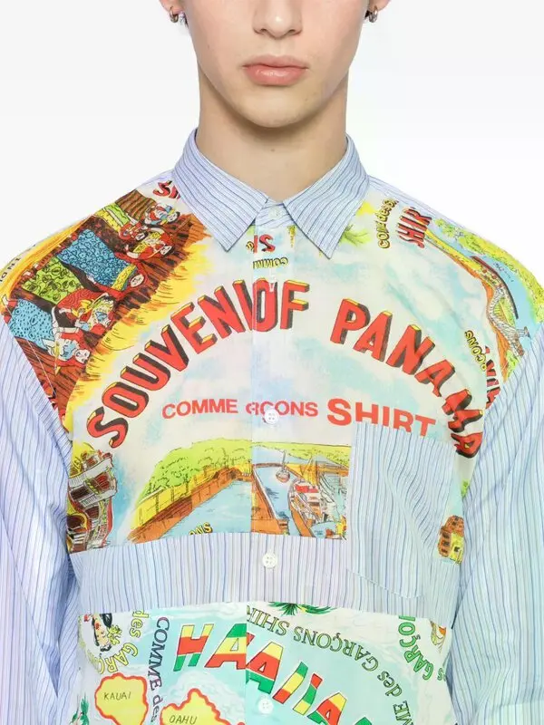 Comme Des Garçons Colour-block Striped Shirt