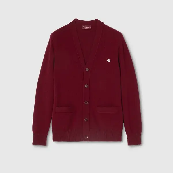 Gucci Wool Cashmere Cardigan With Double G Embroidery