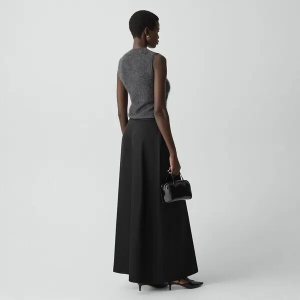 Theory A-line Maxi Skirt In Double Satin - Black