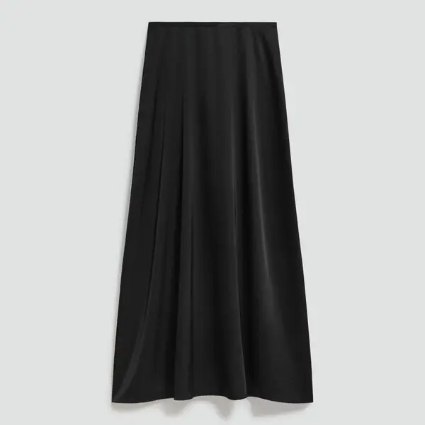 Theory A-line Maxi Skirt In Double Satin - Black