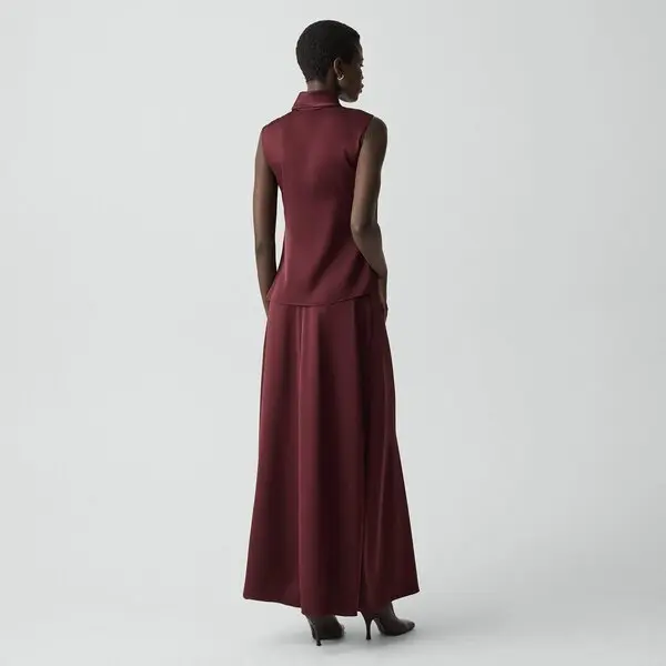 Theory A-line Maxi Skirt In Double Satin - Dark Wine