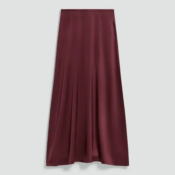 Theory A-line Maxi Skirt In Double Satin - Dark Wine