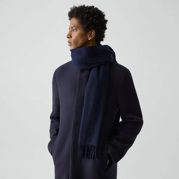Theory Scarf In Plush Cashmere - Baltic Melange