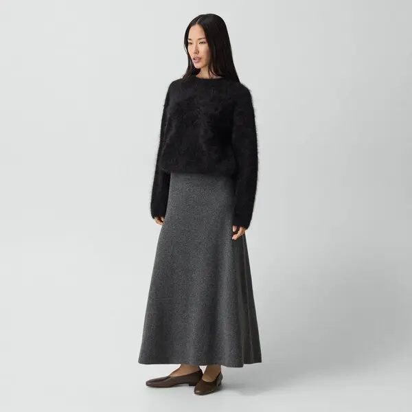 Theory Knit Pull-on Astor Wool Skirt - Charcoal