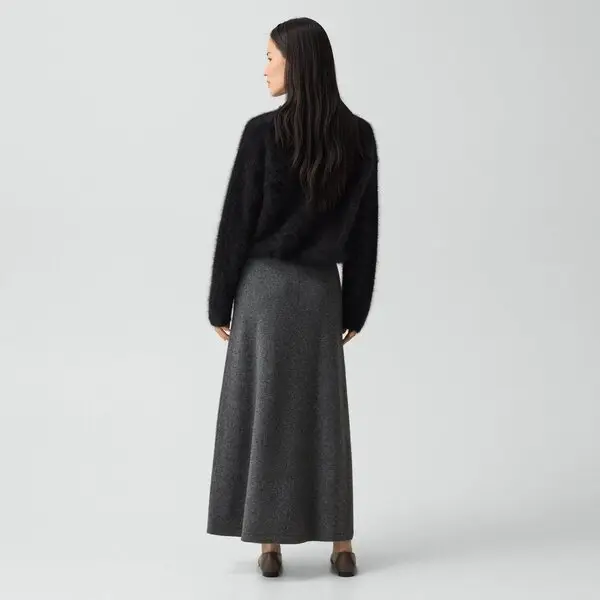 Theory Knit Pull-on Astor Wool Skirt - Charcoal