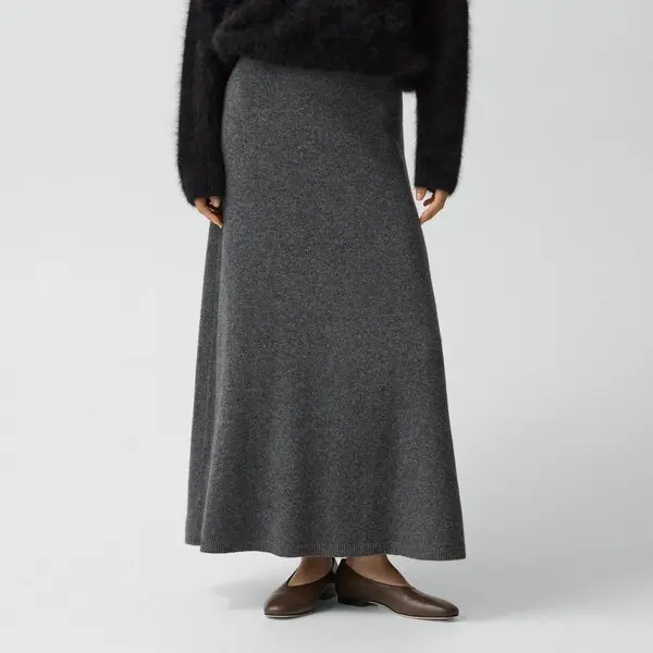 Theory Knit Pull-on Astor Wool Skirt - Charcoal