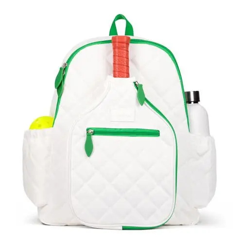 AME & LULU Pickleball Time Backpack - Quilted White/green