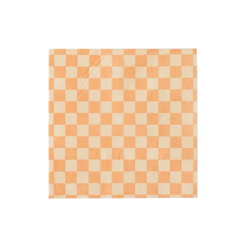 JOLLITY & CO Checkered Cocktail Napkins - Peaches N' Cream