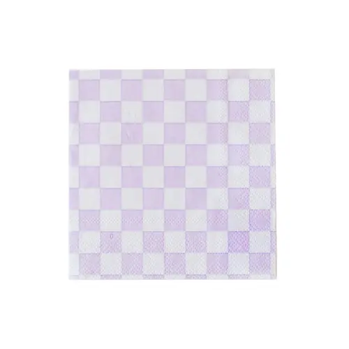 JOLLITY & CO Checkered Cocktail Napkins - Purple Posse