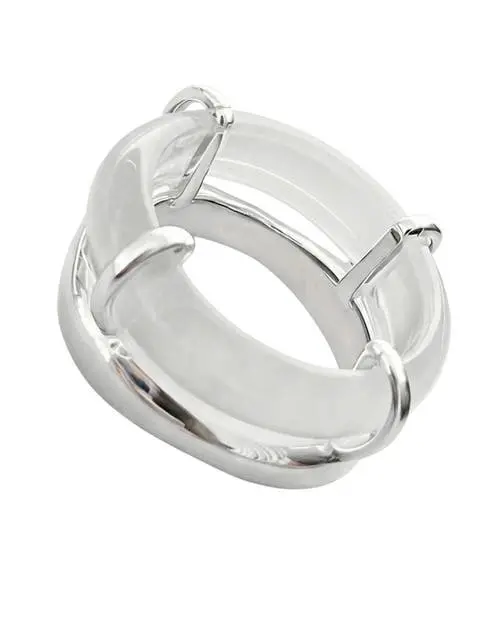 SEREE Cove Jade Stone Sculpted Ring - White