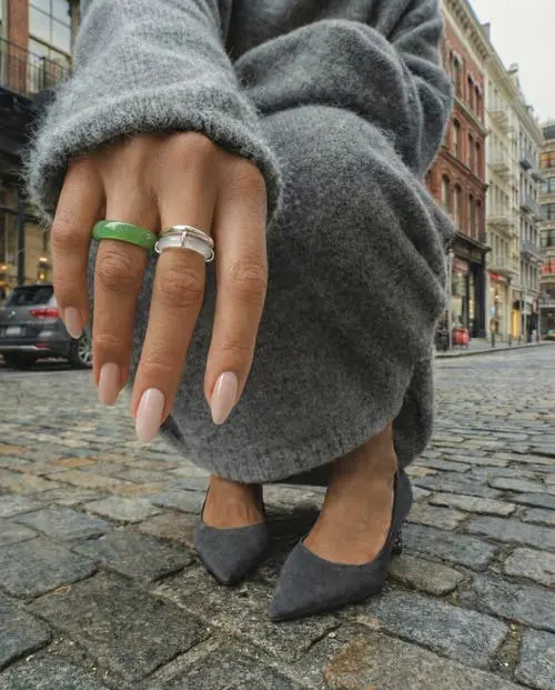 SEREE Cove Jade Stone Sculpted Ring - White
