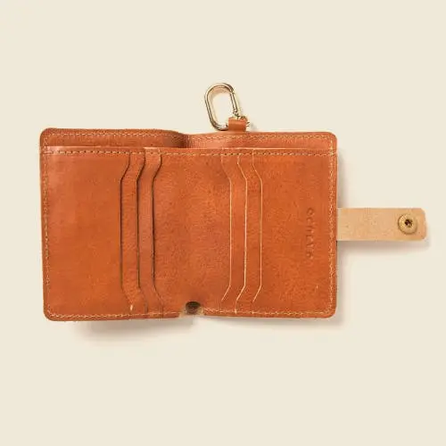 CASUPO Wallet With Snap And Key Ring - Natural
